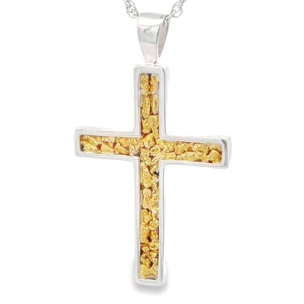 Silver Gold Nugget Cross Pendant PCR18NSS - Alaska Mint
