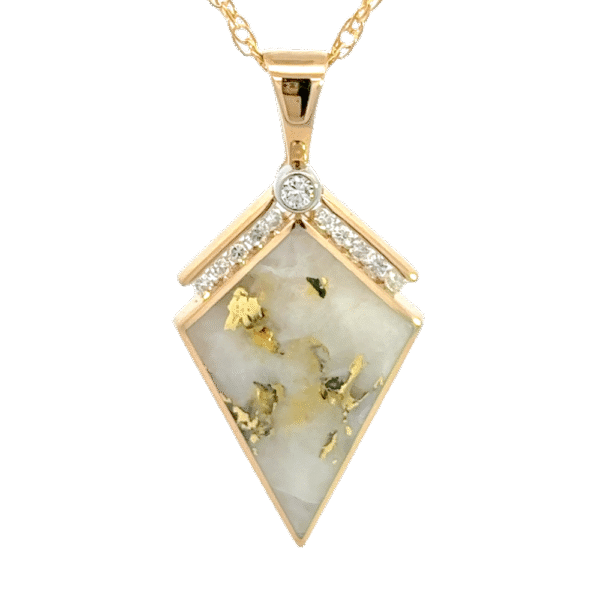 Kite Shaped Gold Quartz Diamond Pendant FF303G2 - Alaska Mint