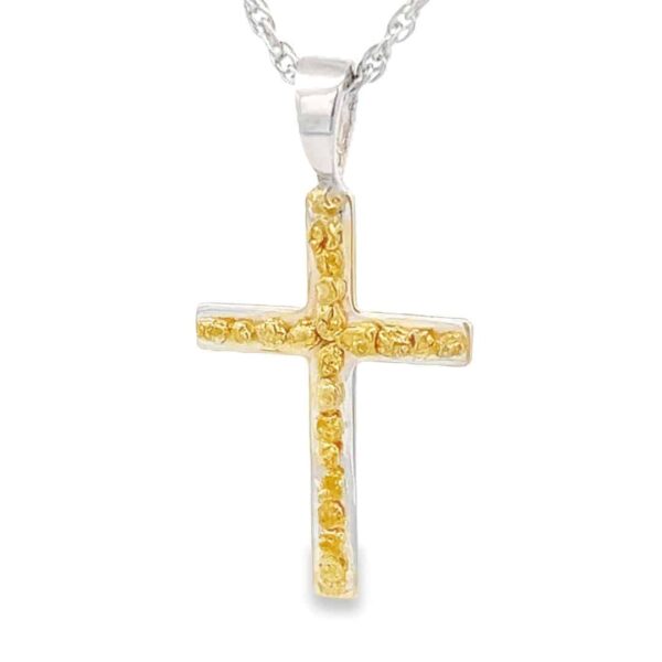 Cross Silver Gold Nugget Pendant - Alaska Mint